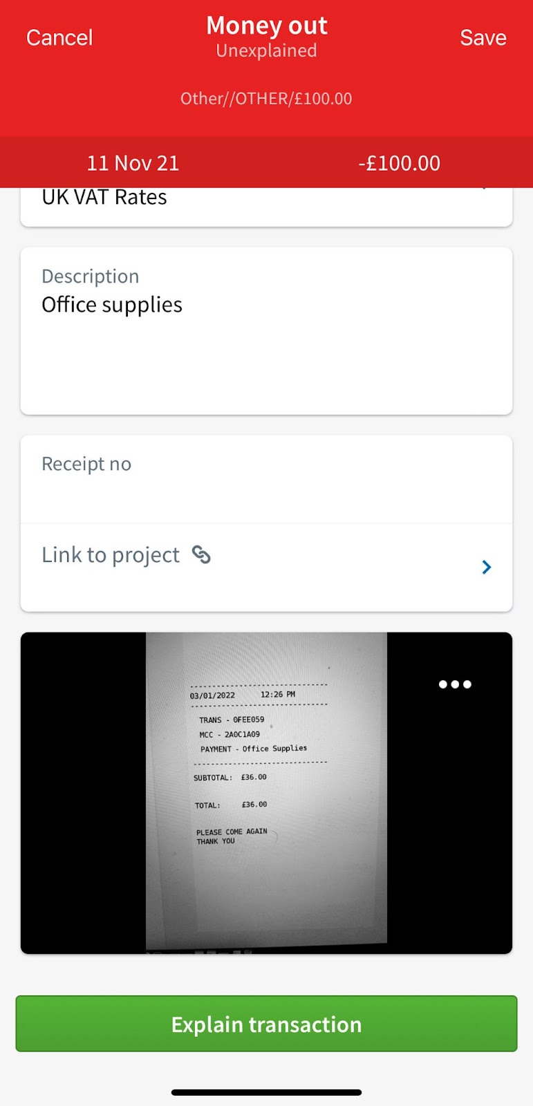 Attach an image file to an out-of-pocket expense, bill or bank transaction on mobile – FreeAgent