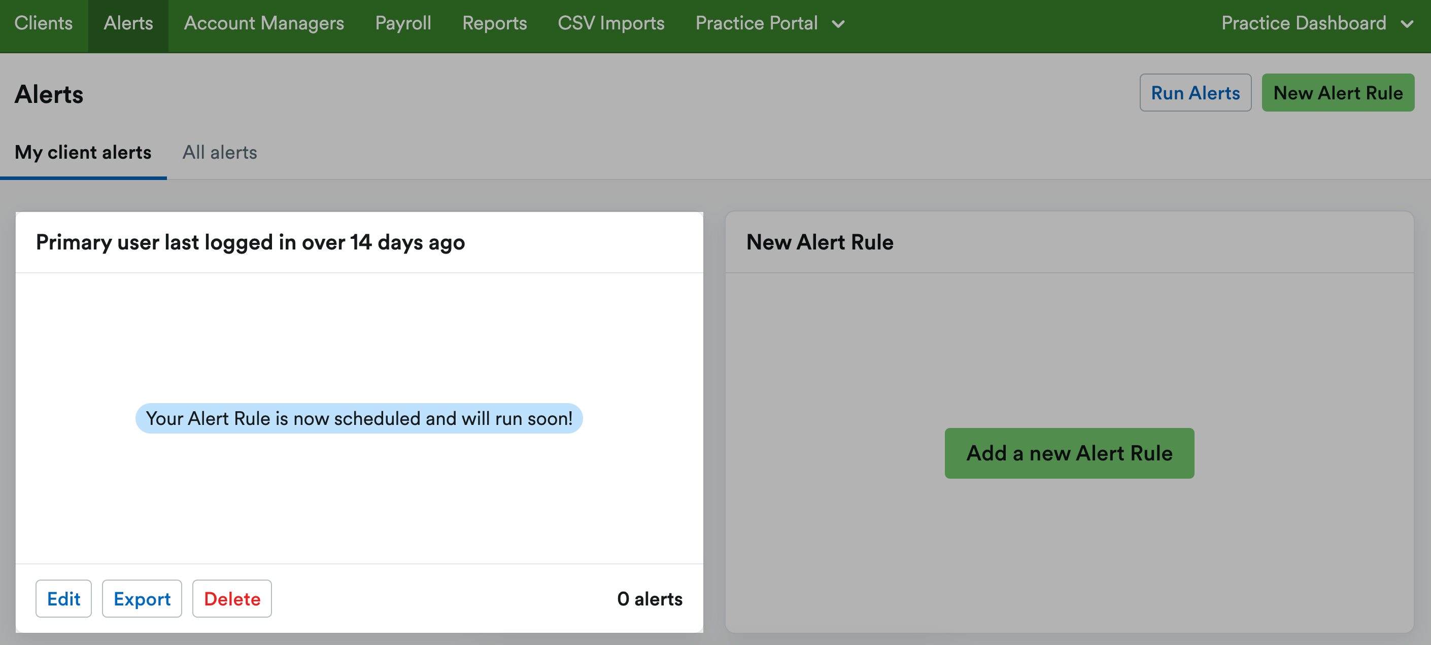 Create alert rules – FreeAgent