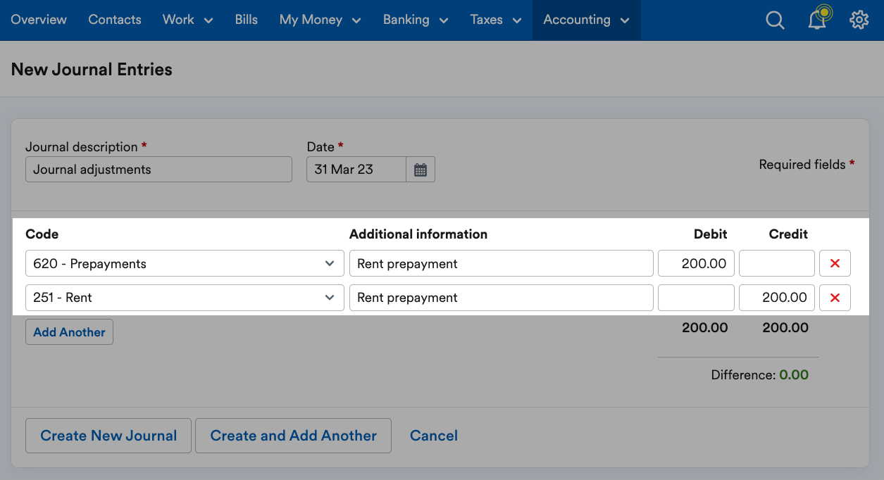 Create journal entries – FreeAgent