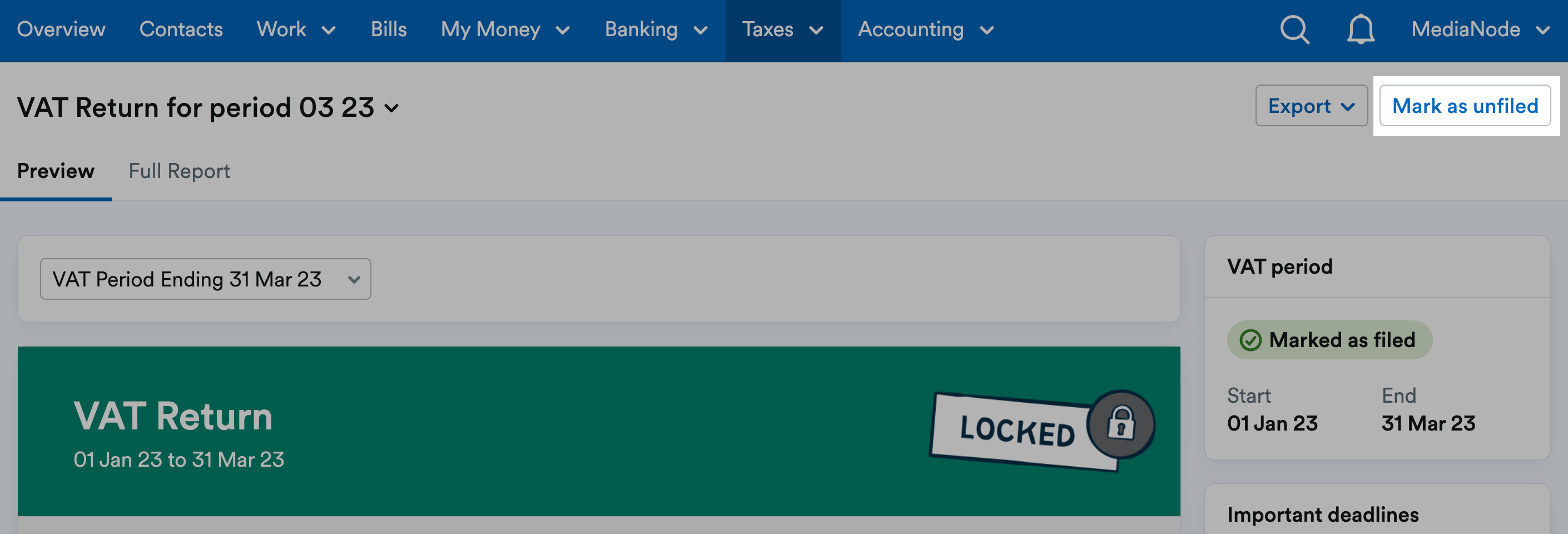 Mark a VAT return as filed – FreeAgent