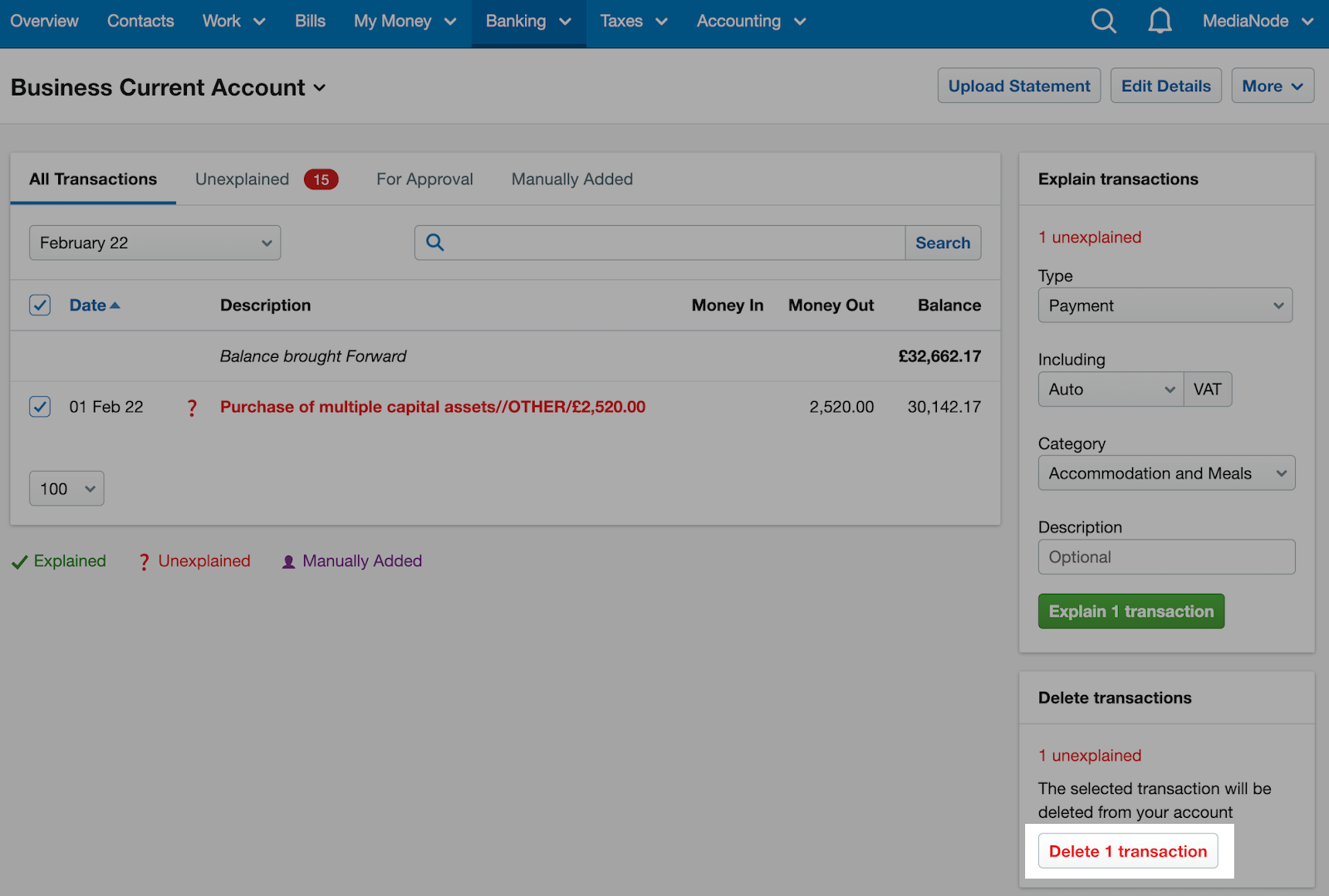 How to delete bank transactions – FreeAgent