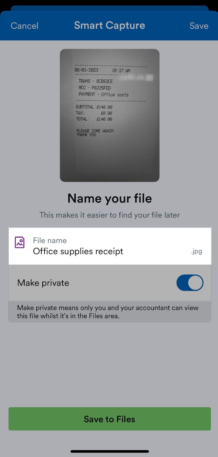 Capture a receipt using Smart Capture on mobile – FreeAgent