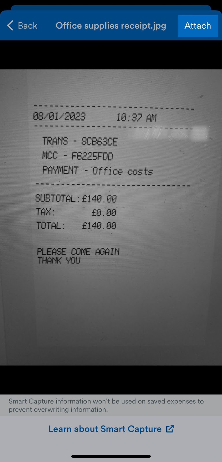 Attach an image file to an out-of-pocket expense, bill or bank transaction on mobile – FreeAgent