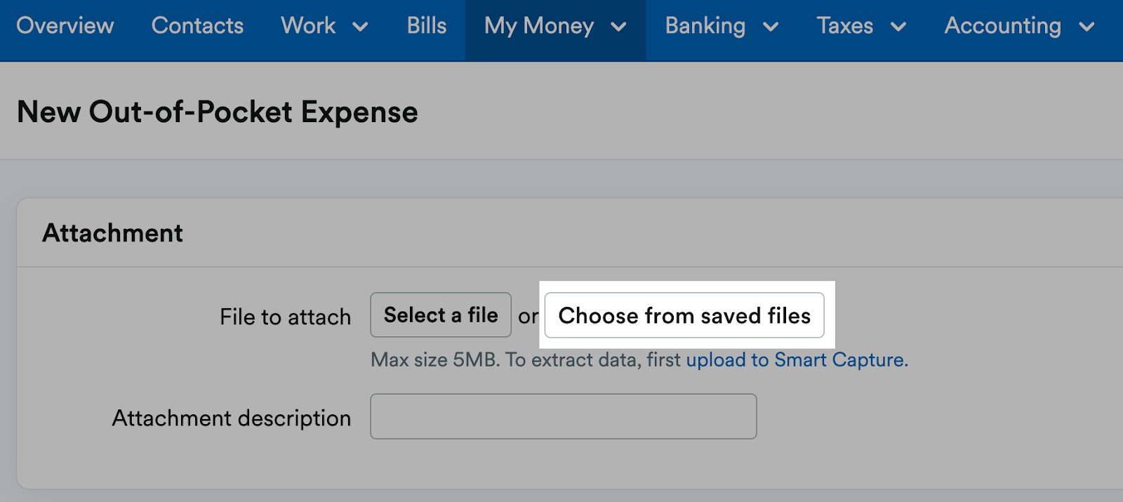 Attach an image file to an out-of-pocket expense, bill or bank transaction – FreeAgent