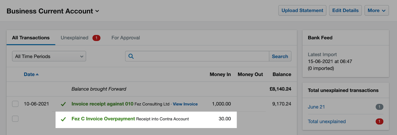 Explain an overpayment from a customer – FreeAgent
