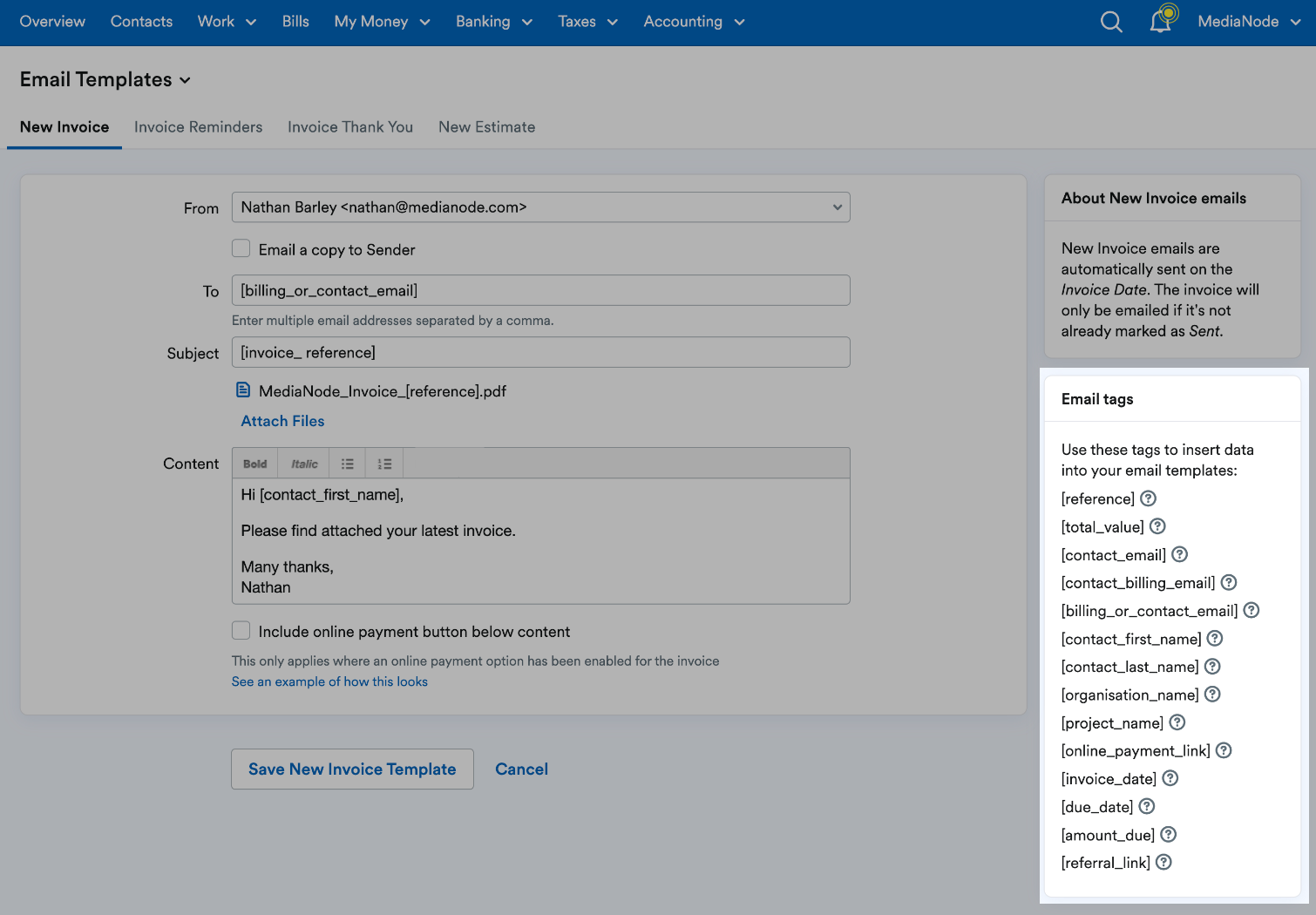 Set up and send automatic emails for new invoices – FreeAgent