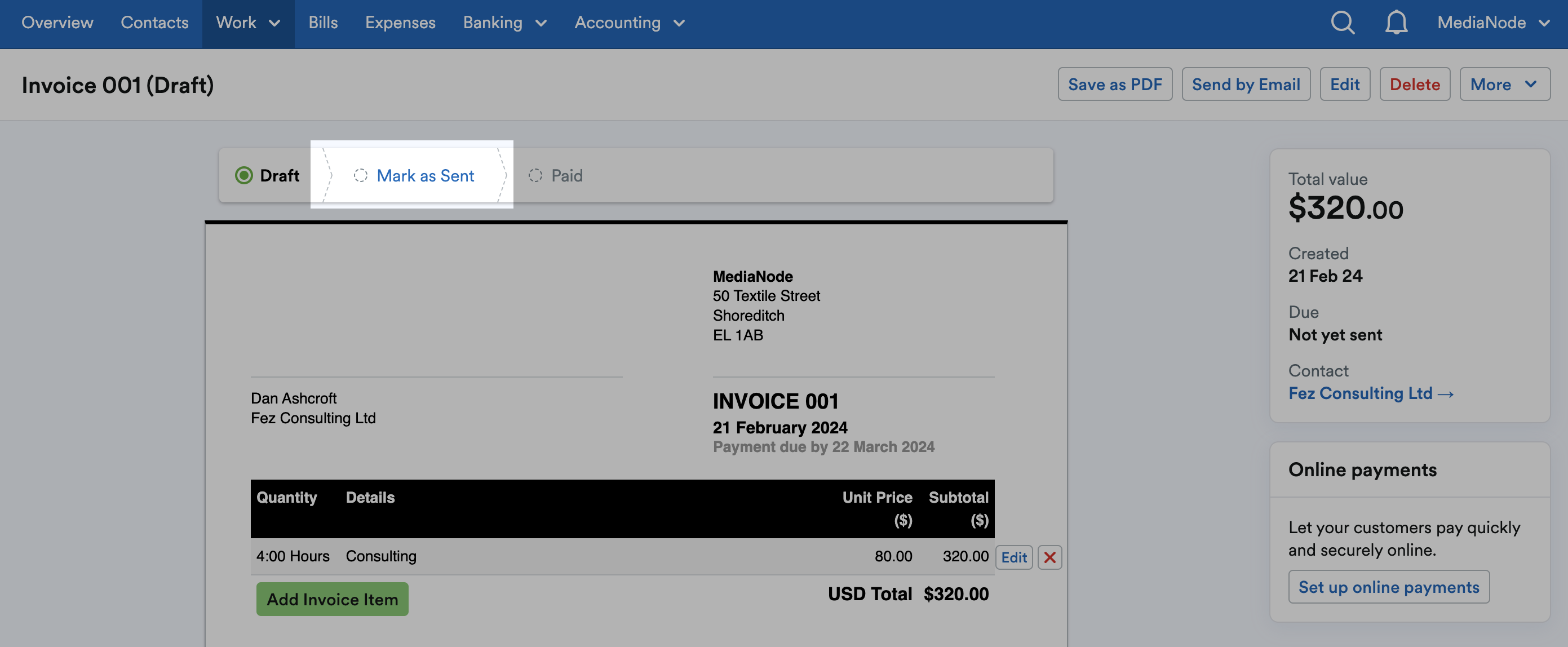 Save an invoice as a PDF – FreeAgent