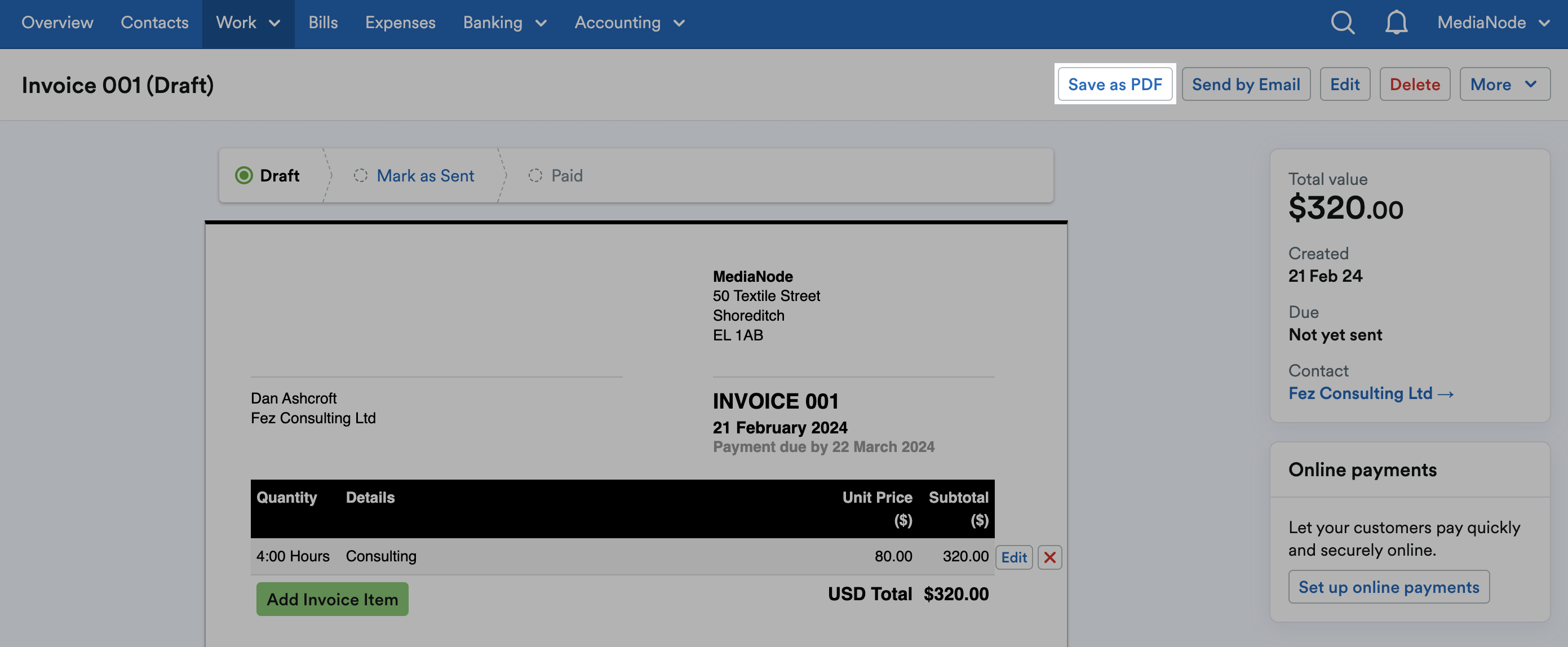 Save an invoice as a PDF – FreeAgent