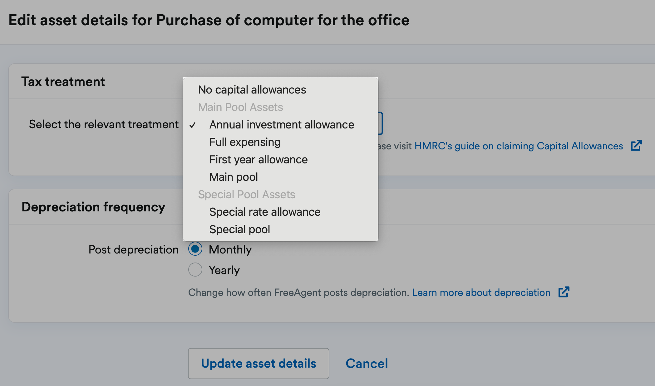 How to use FreeAgent’s capital allowances calculation – FreeAgent