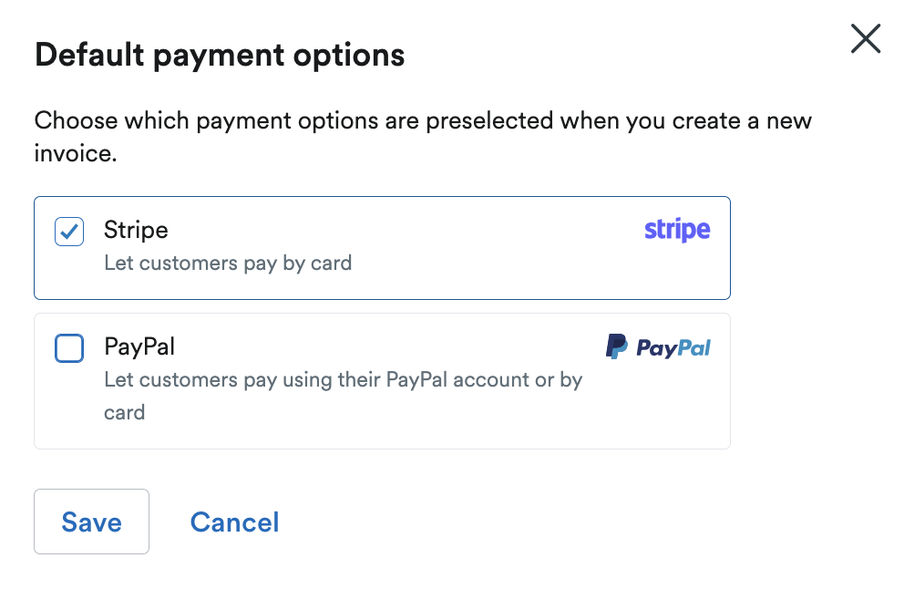 Setting default payment options for your invoices – FreeAgent