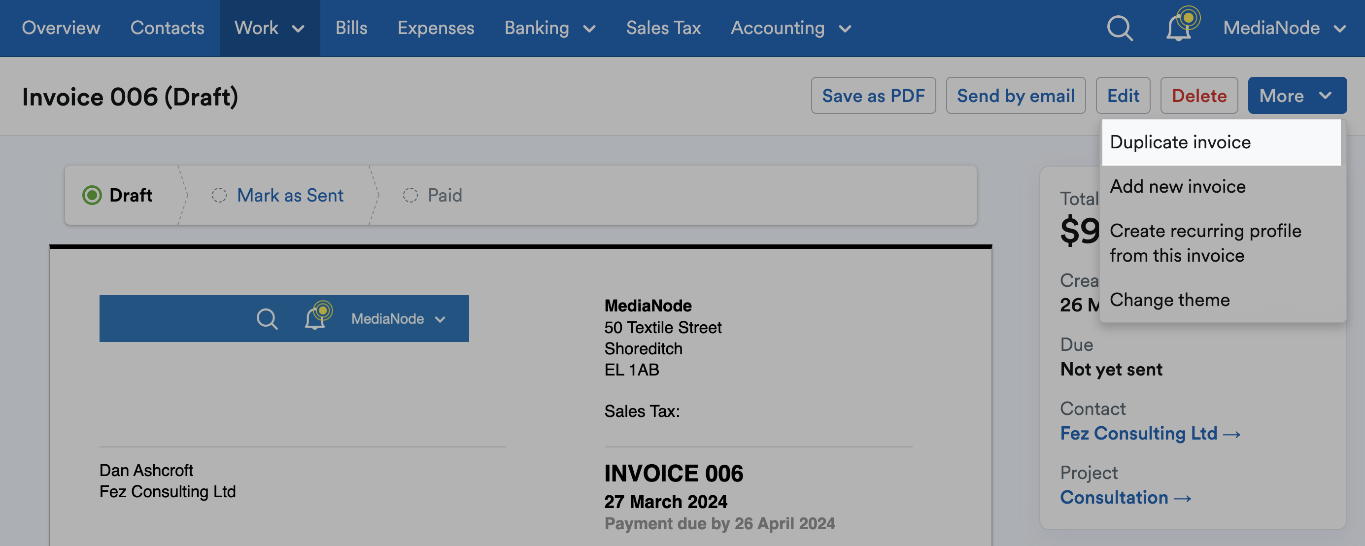 Duplicate an invoice – FreeAgent