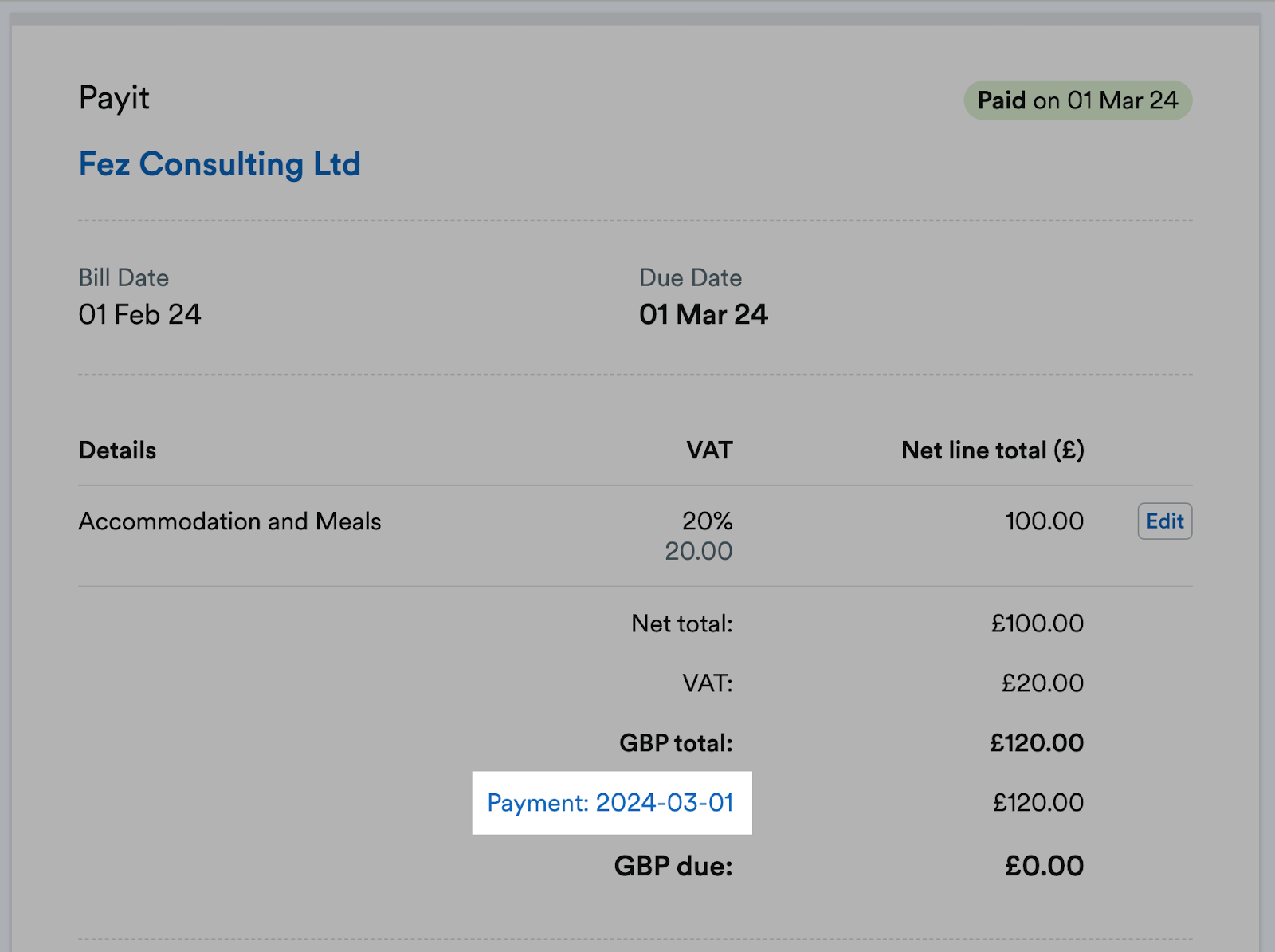 Remove a Payit payment reference from a bill – FreeAgent
