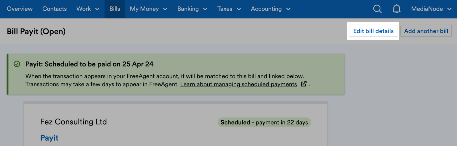 Remove a Payit payment reference from a bill – FreeAgent