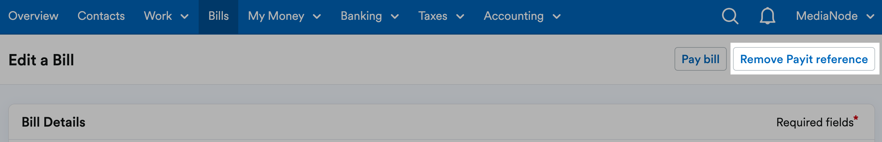 Remove a Payit payment reference from a bill – FreeAgent
