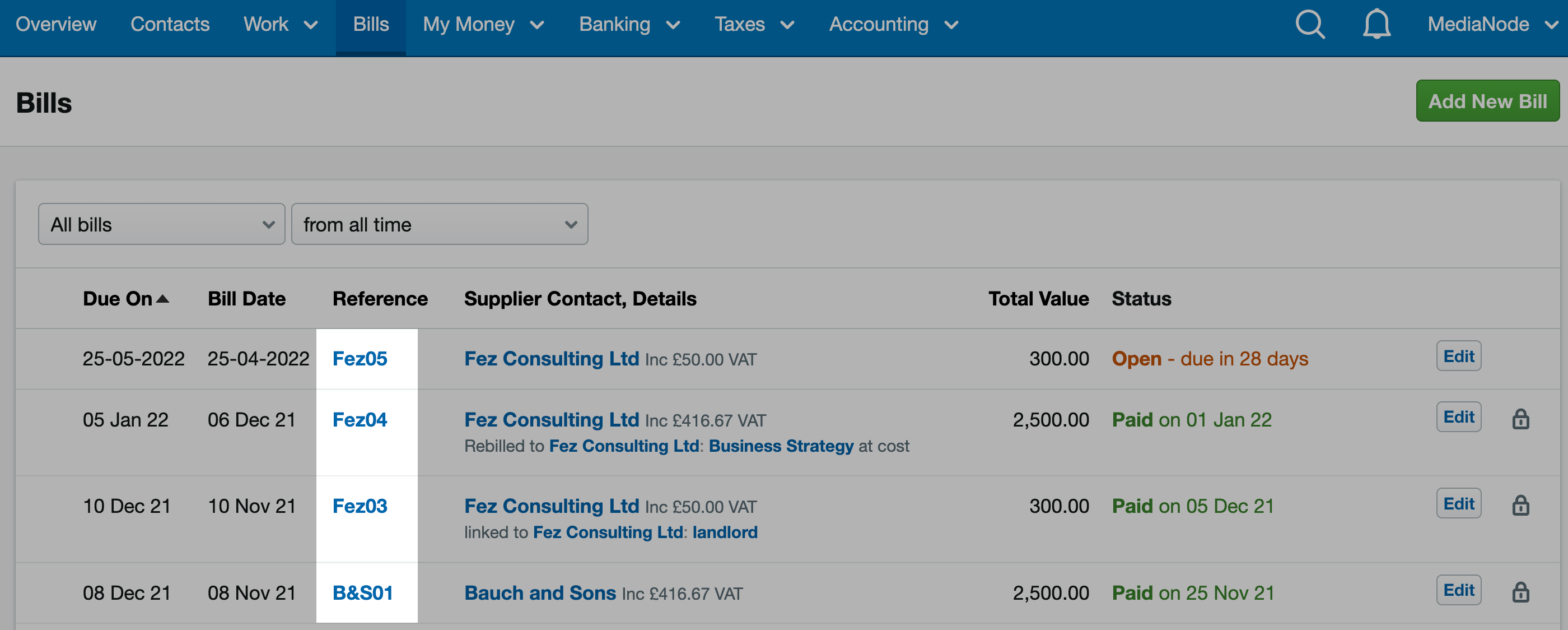 Edit or delete line items on a bill – FreeAgent