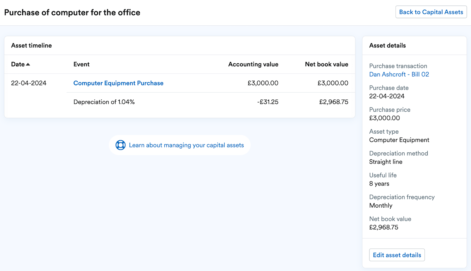Record the purchase of a capital asset when using cash basis accounting ...