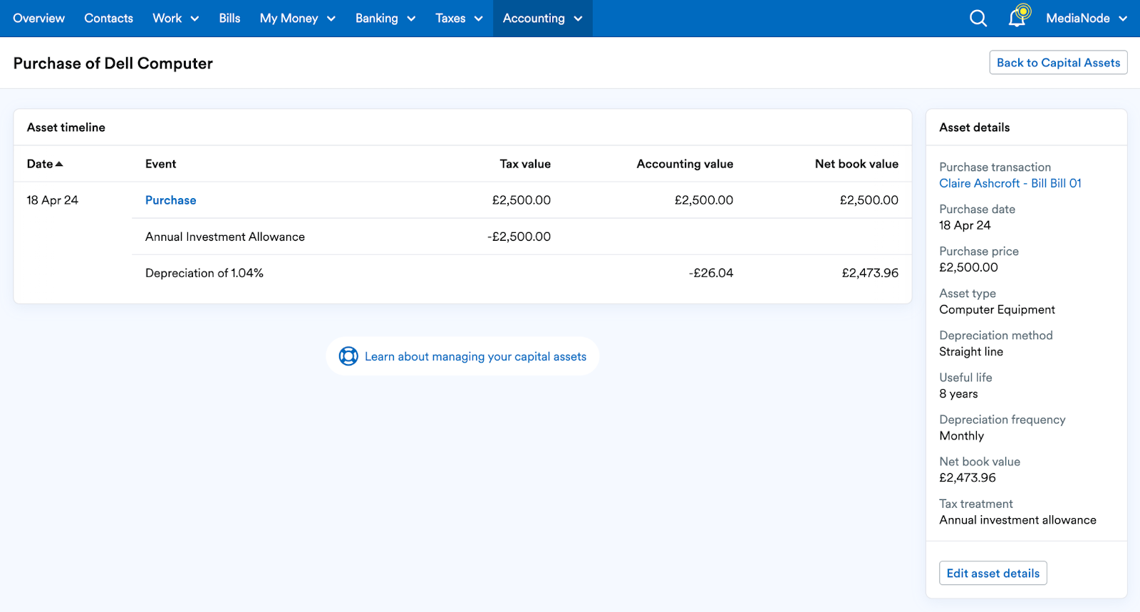 Record the purchase of a capital asset using multiple transactions ...
