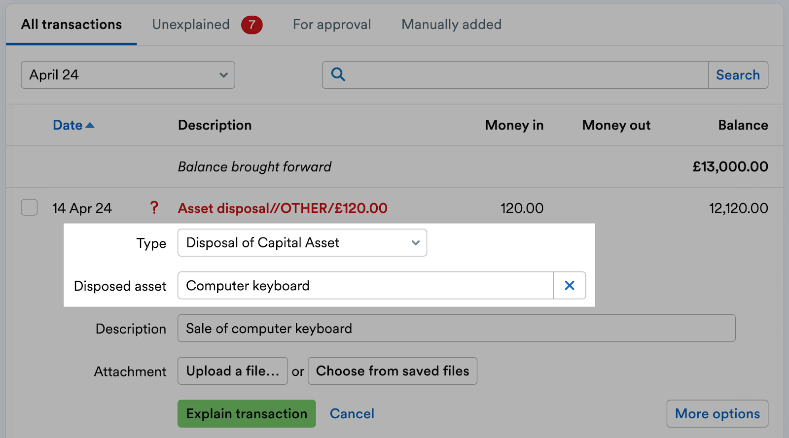 Sell a capital asset – FreeAgent
