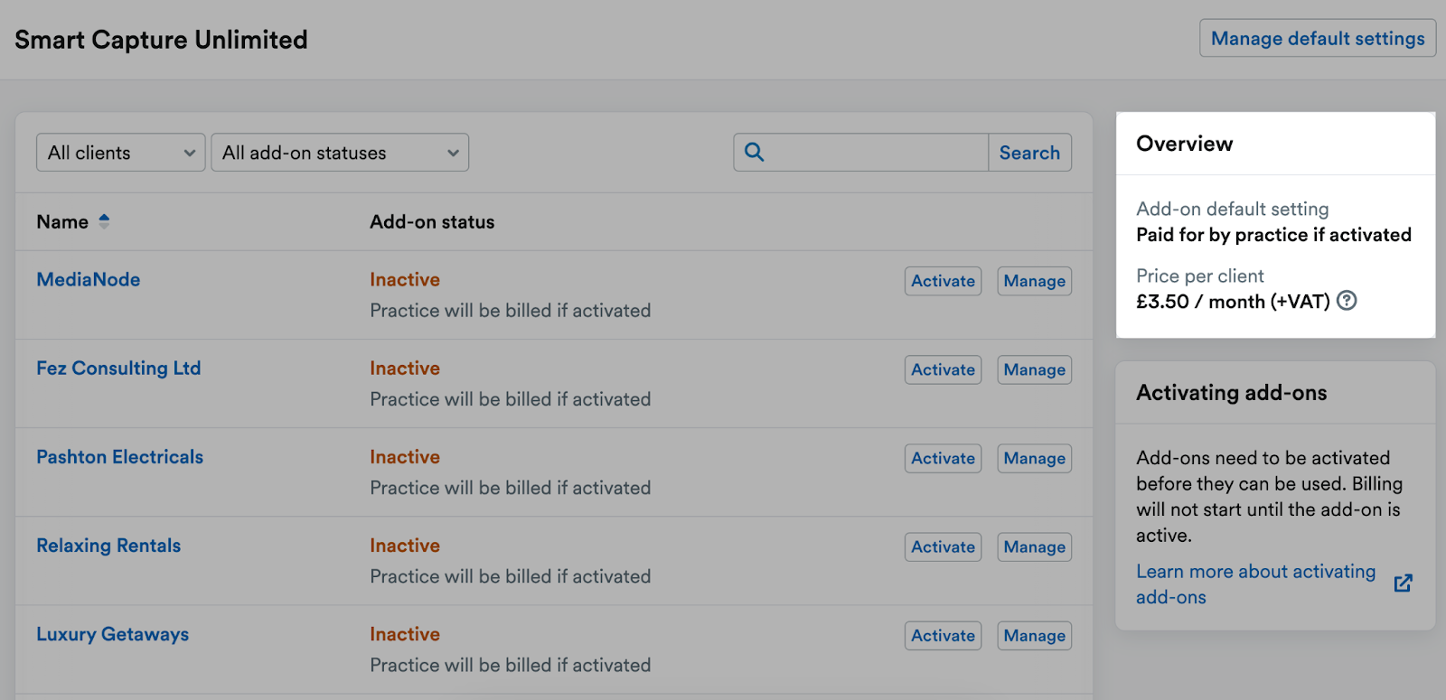 Managing your practice’s default add-on subscription settings – FreeAgent