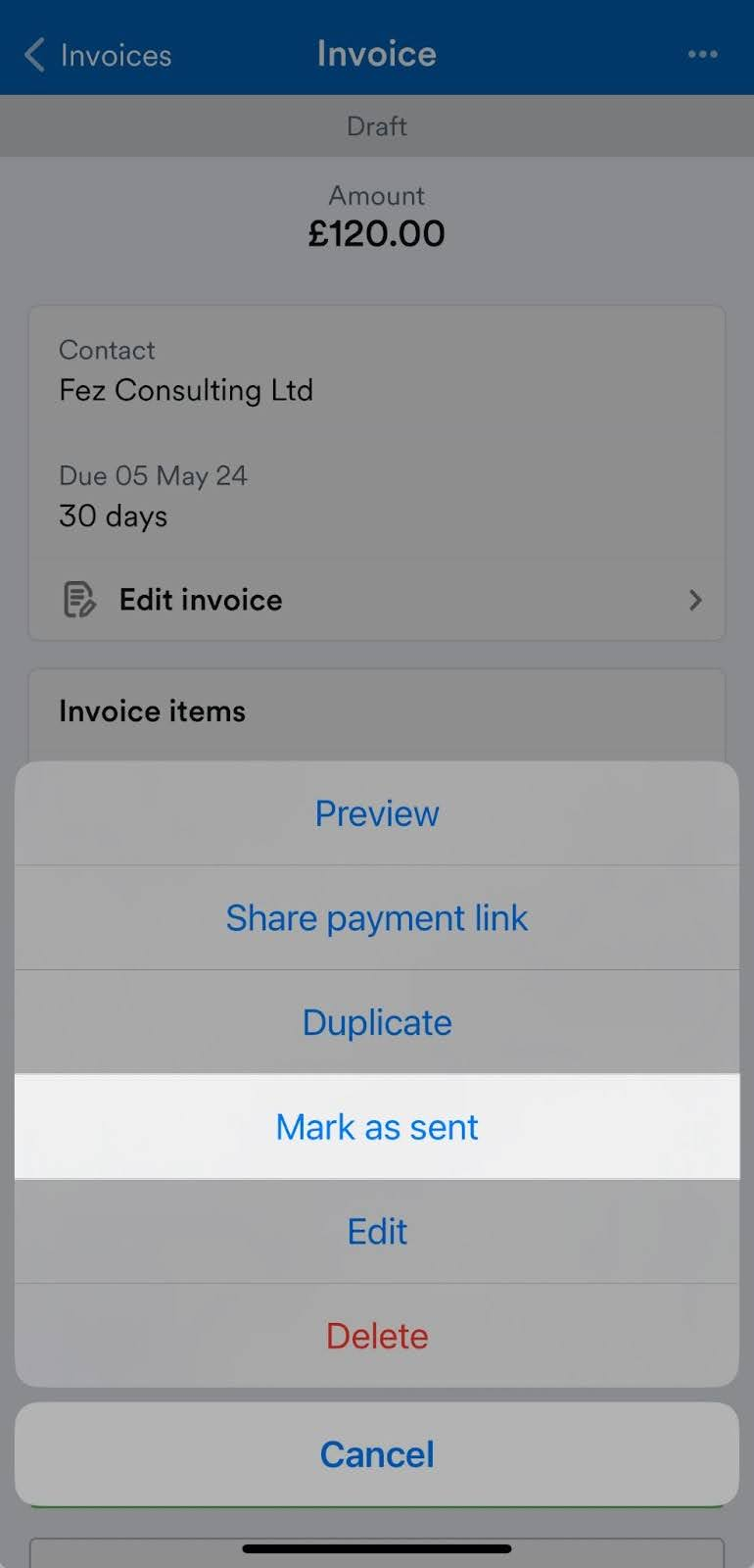 Add a payment link to your invoices on mobile – FreeAgent