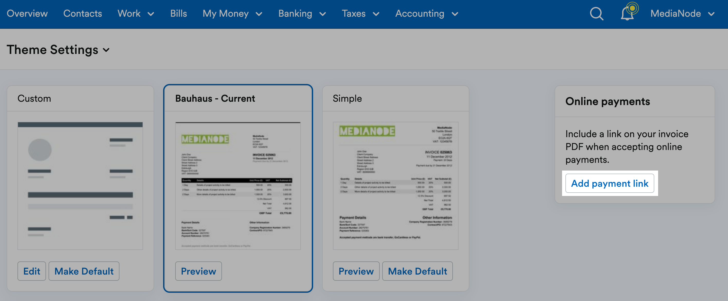 Choose a default theme for your invoices and estimates – FreeAgent