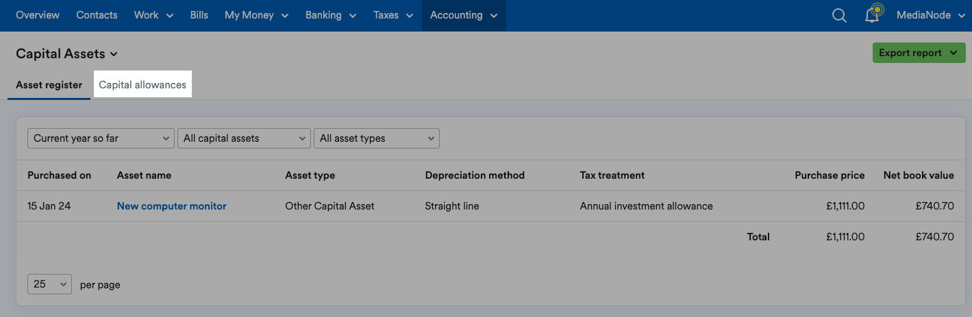 How to use FreeAgent’s capital allowances calculation – FreeAgent