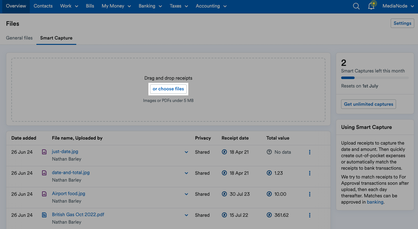 Upload a file – FreeAgent