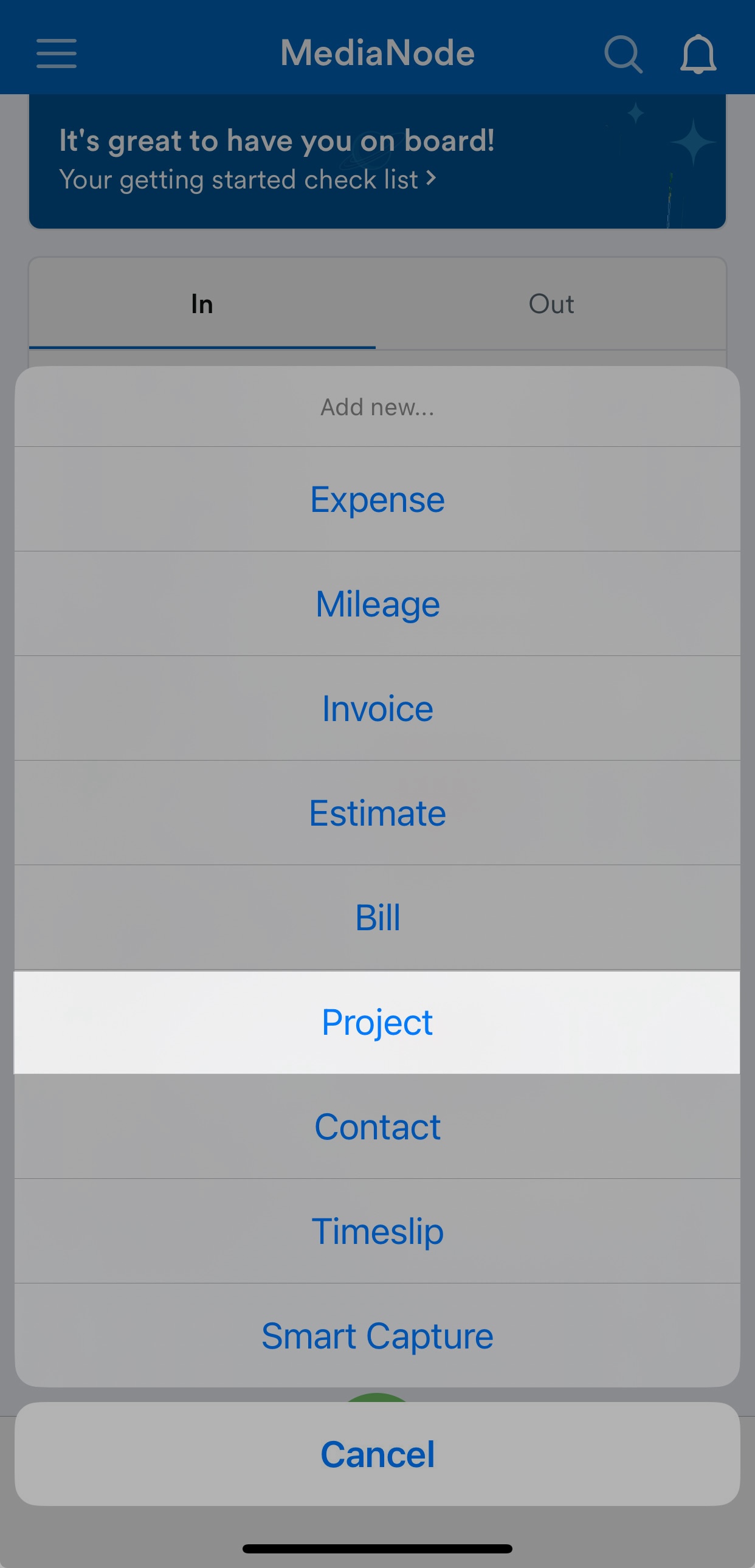 Create a project on mobile – FreeAgent