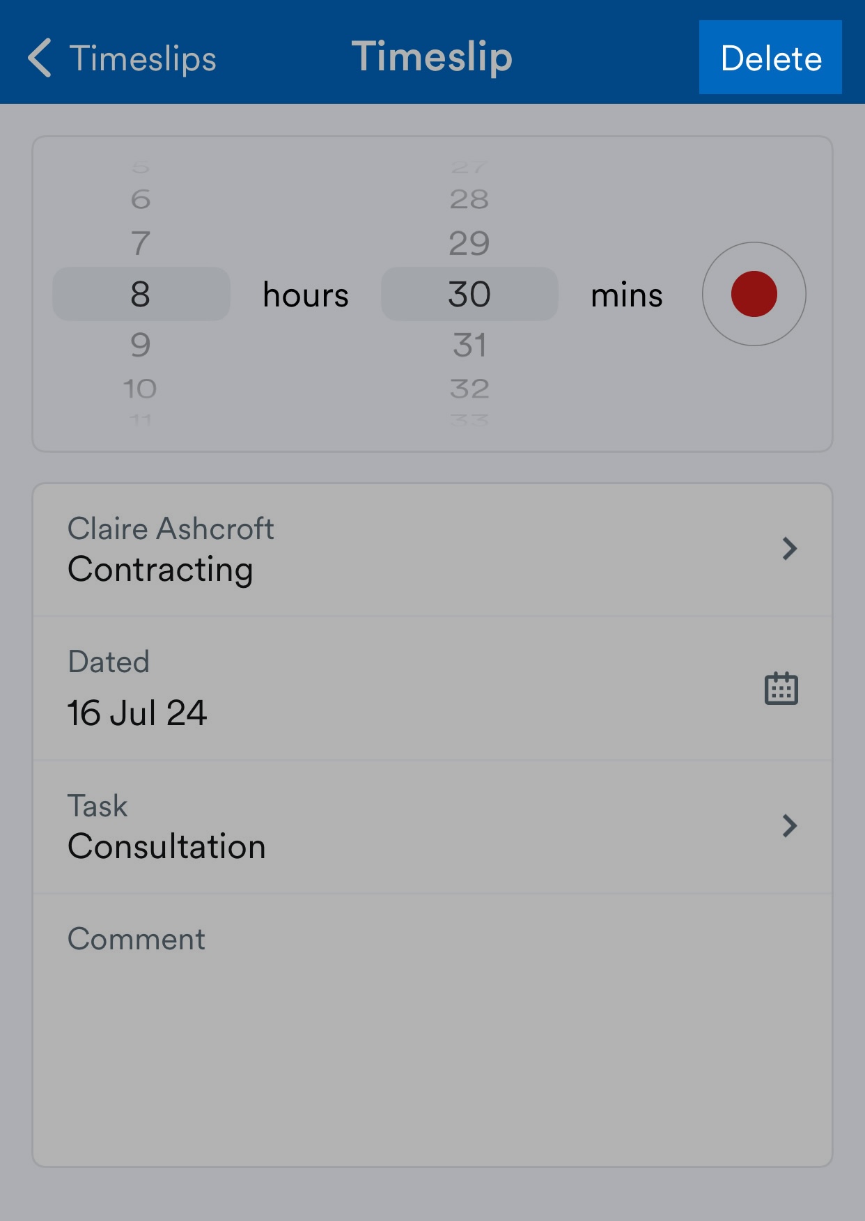 Delete a timeslip on mobile – FreeAgent
