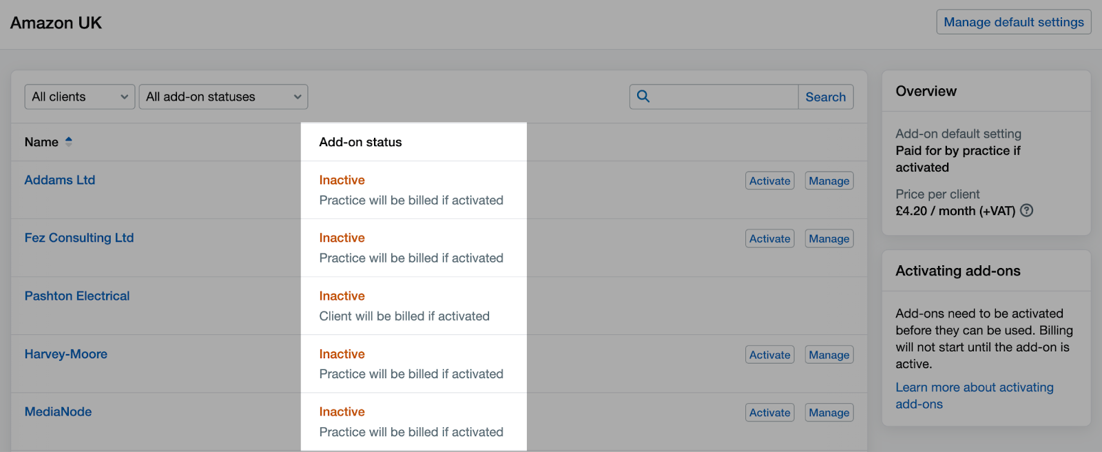 Managing your practice’s default add-on subscription settings – FreeAgent