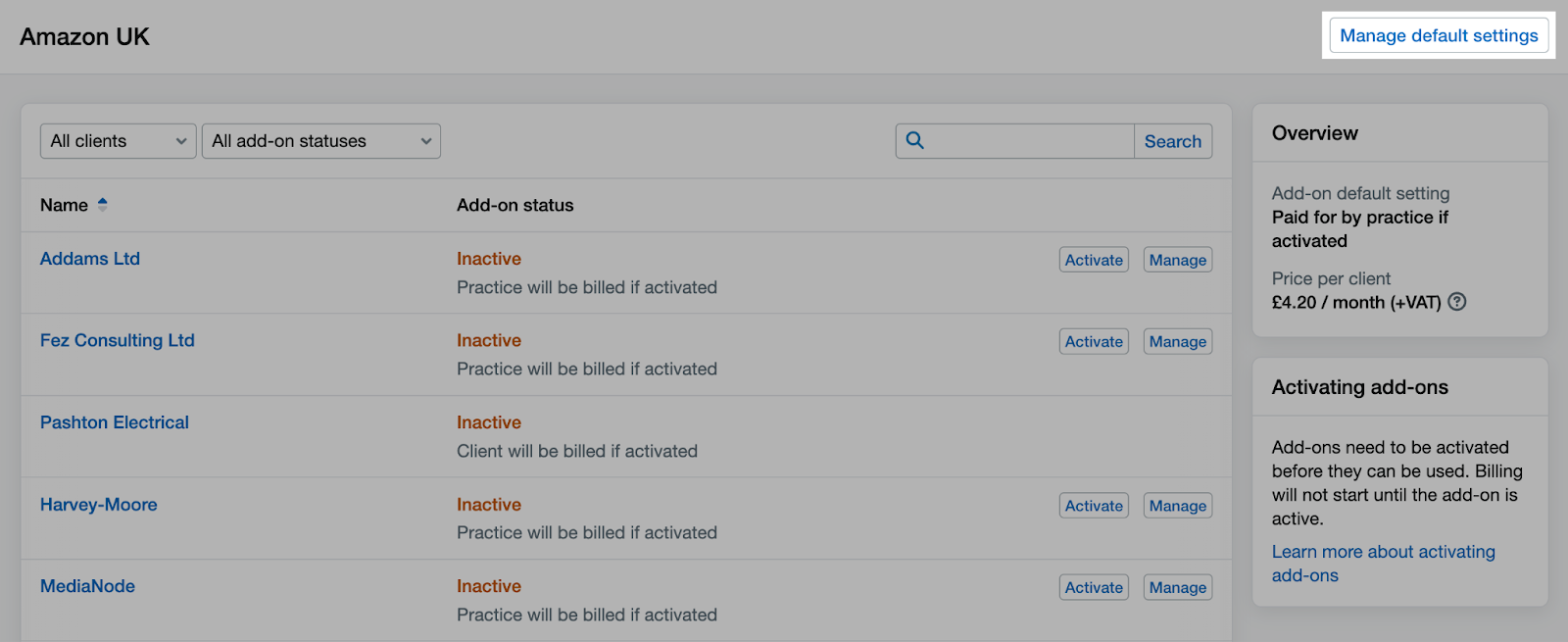 Managing your practice’s default add-on subscription settings – FreeAgent