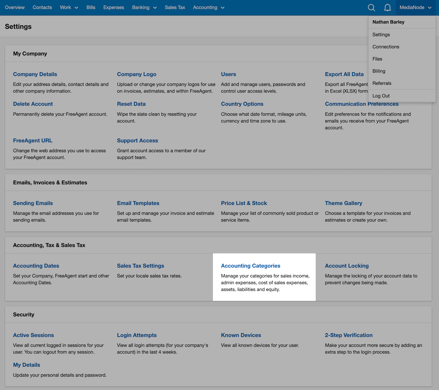 View or edit an accounting category – FreeAgent