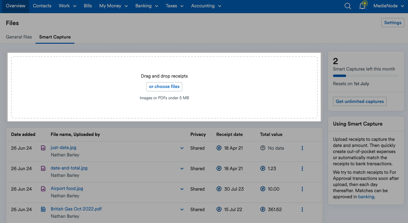 Upload a file – FreeAgent
