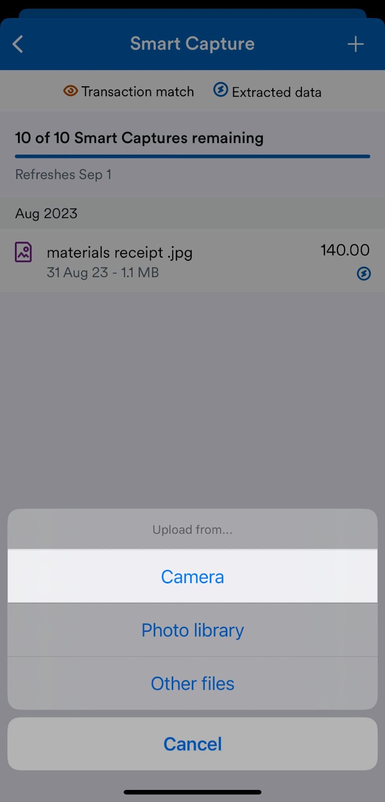 Capture a receipt using Smart Capture on mobile – FreeAgent
