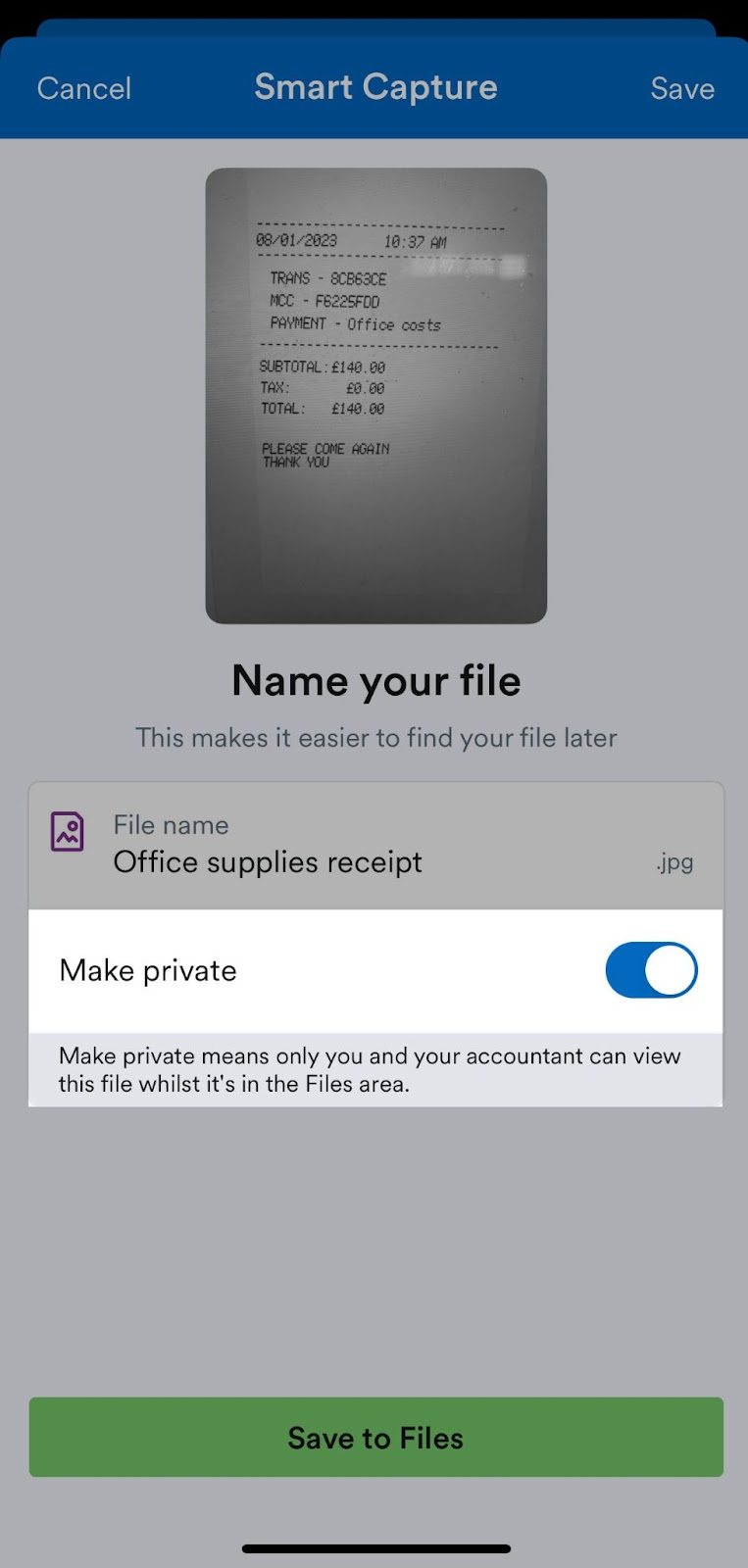 Capture a receipt using Smart Capture on mobile – FreeAgent