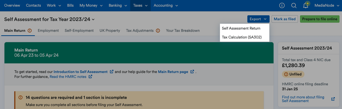 Self Assessment in FreeAgent – FreeAgent