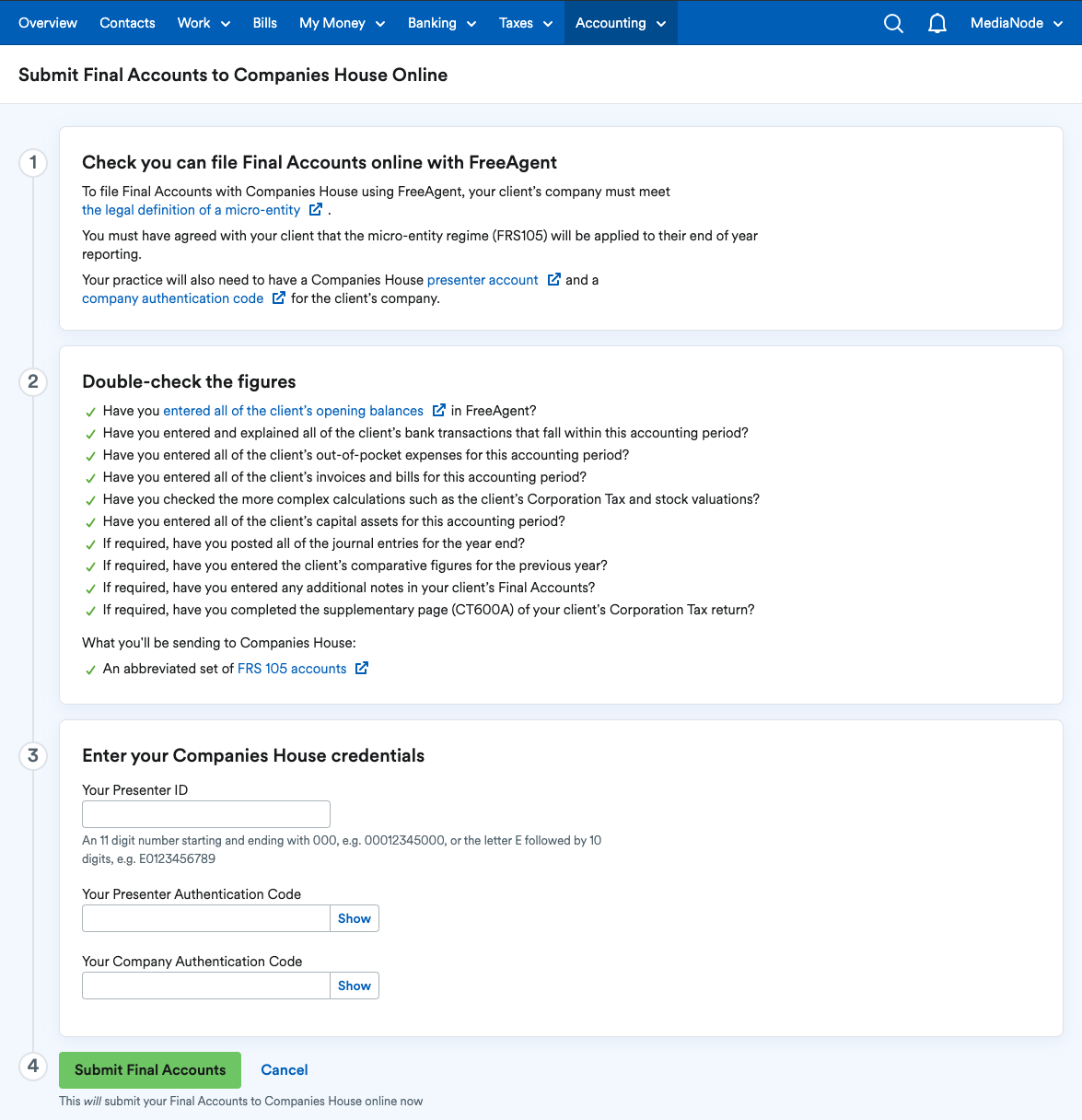 Filing clients’ Final Accounts and Corporation Tax returns through ...