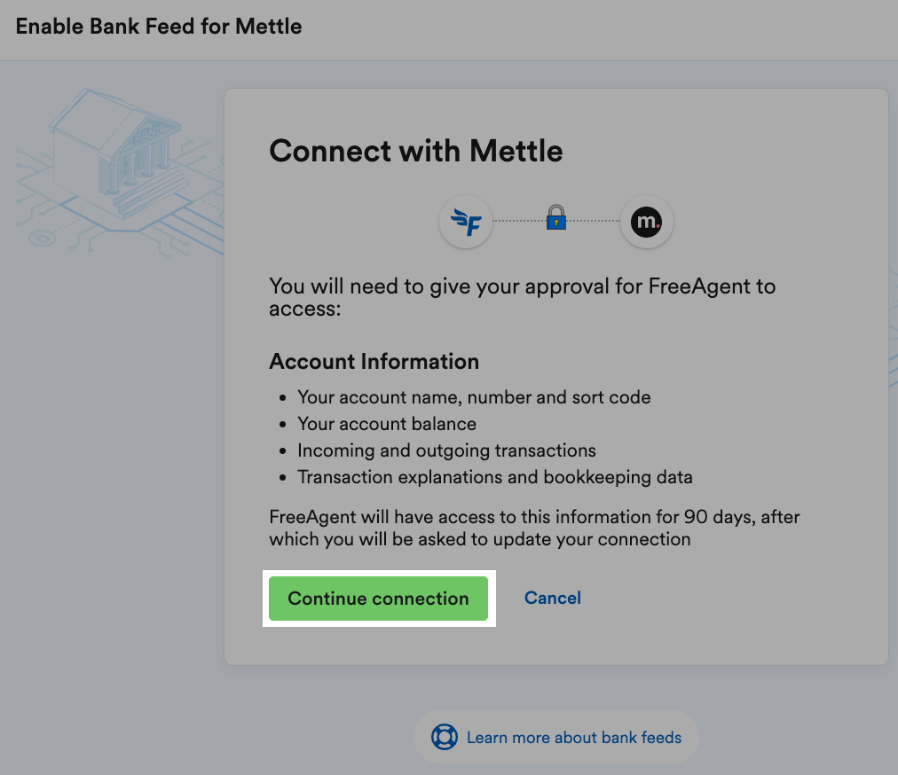 Enable a Mettle bank feed – FreeAgent