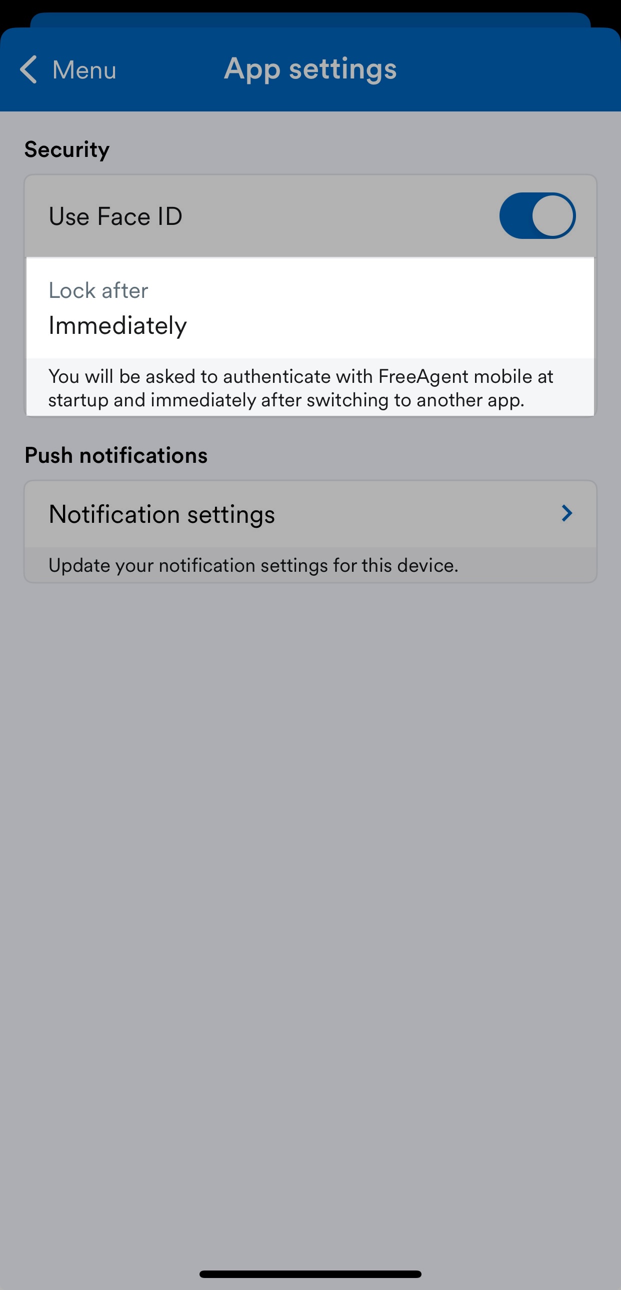 Log in to the FreeAgent mobile app on an iOS device using Touch ID or Face ID – FreeAgent