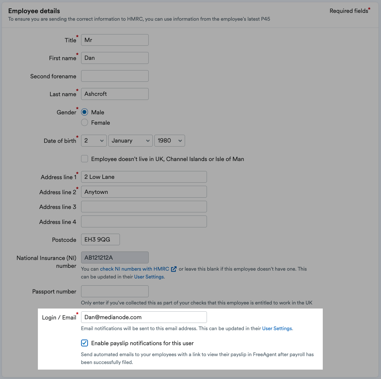 Email payslip notifications – FreeAgent