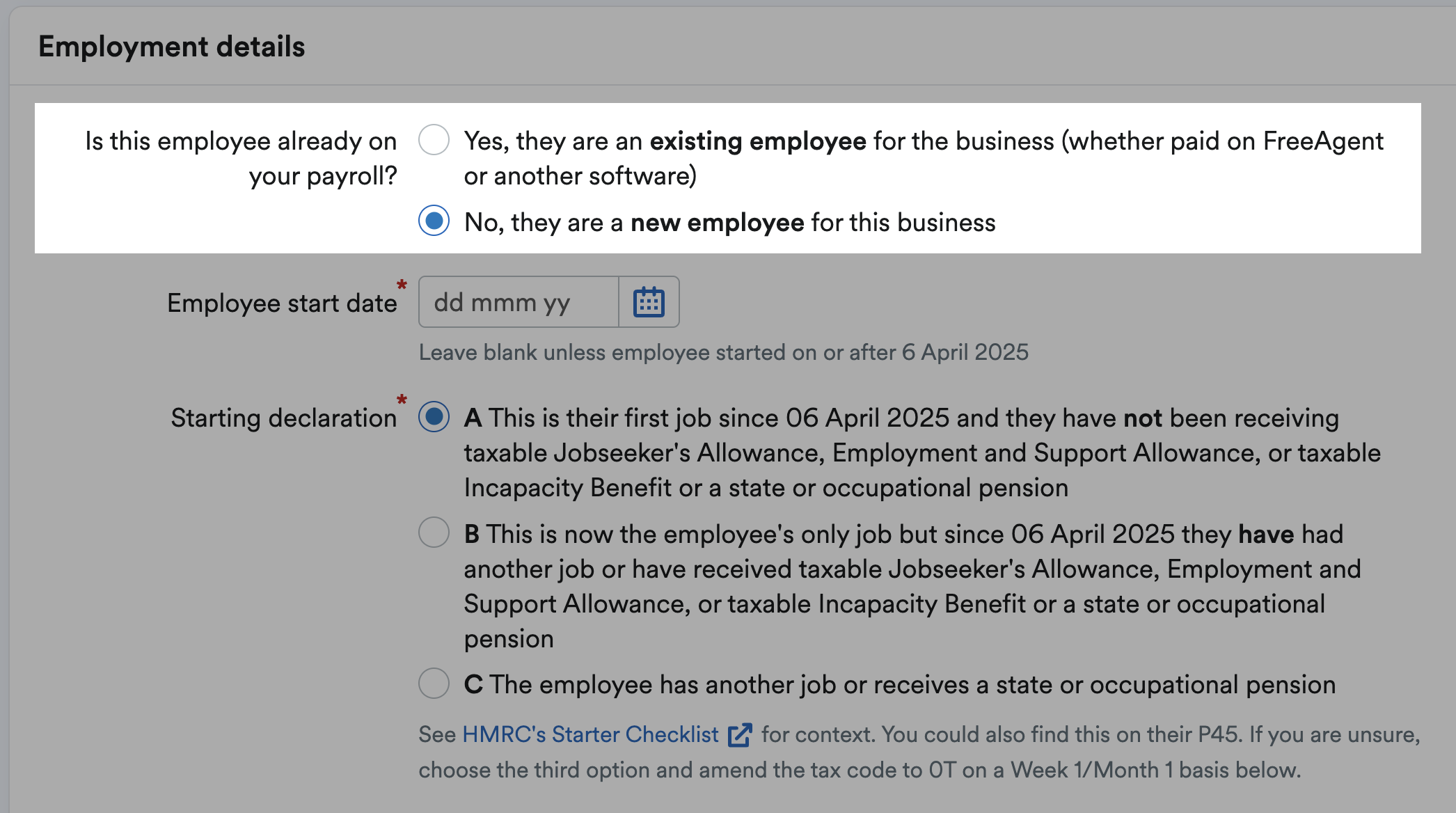 Add a returning employee to payroll – FreeAgent