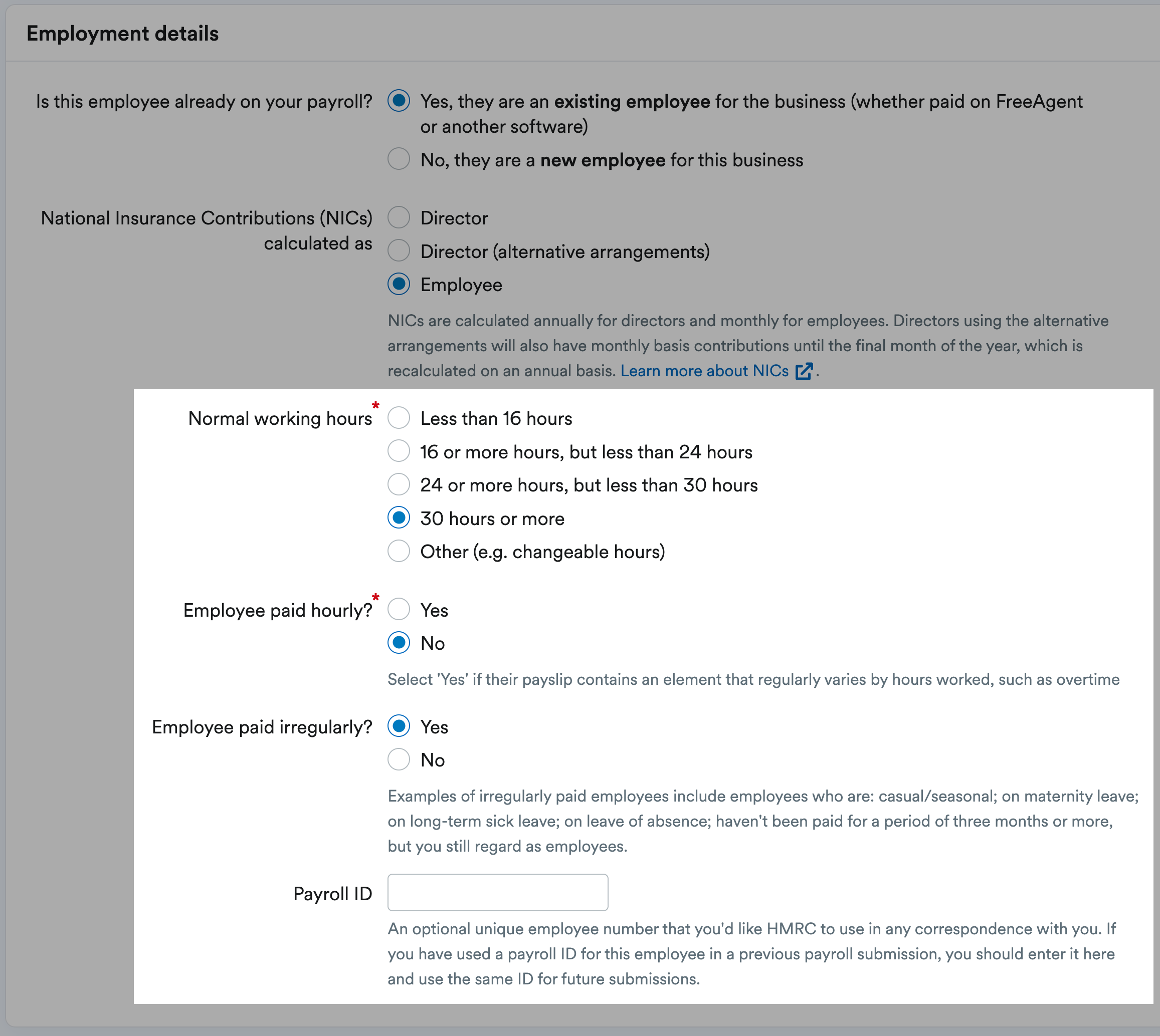 Create a payroll profile – FreeAgent