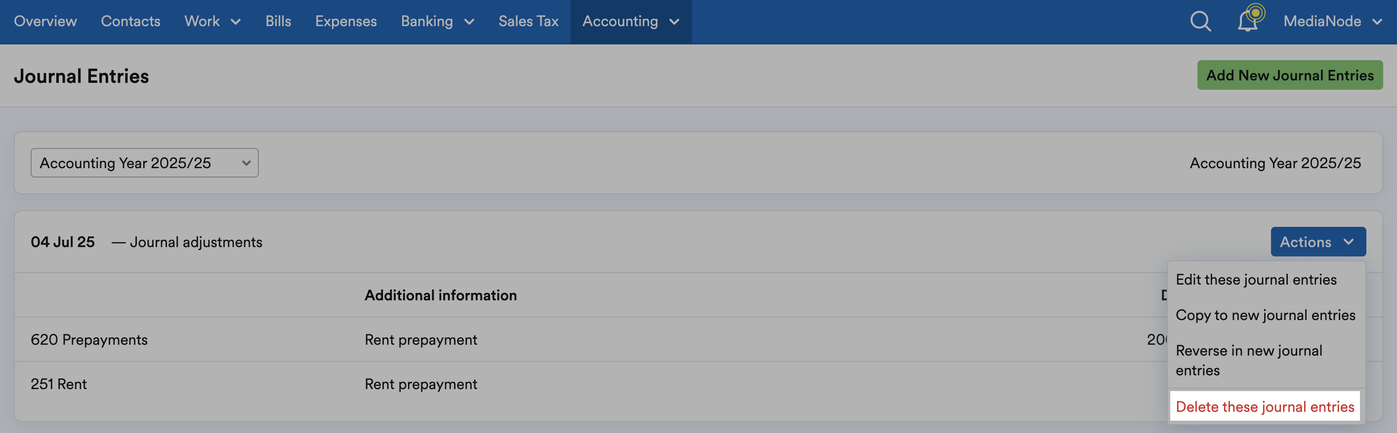 Edit or delete journal entries – FreeAgent