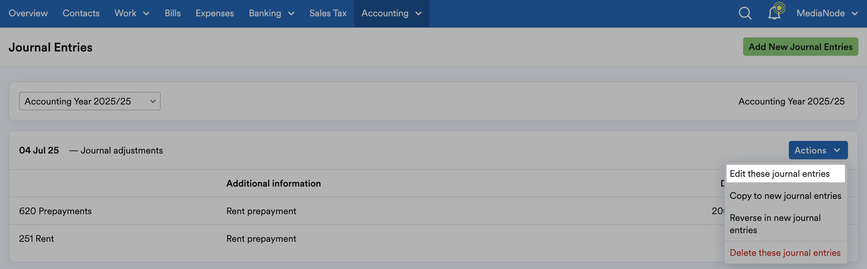 Edit or delete journal entries – FreeAgent