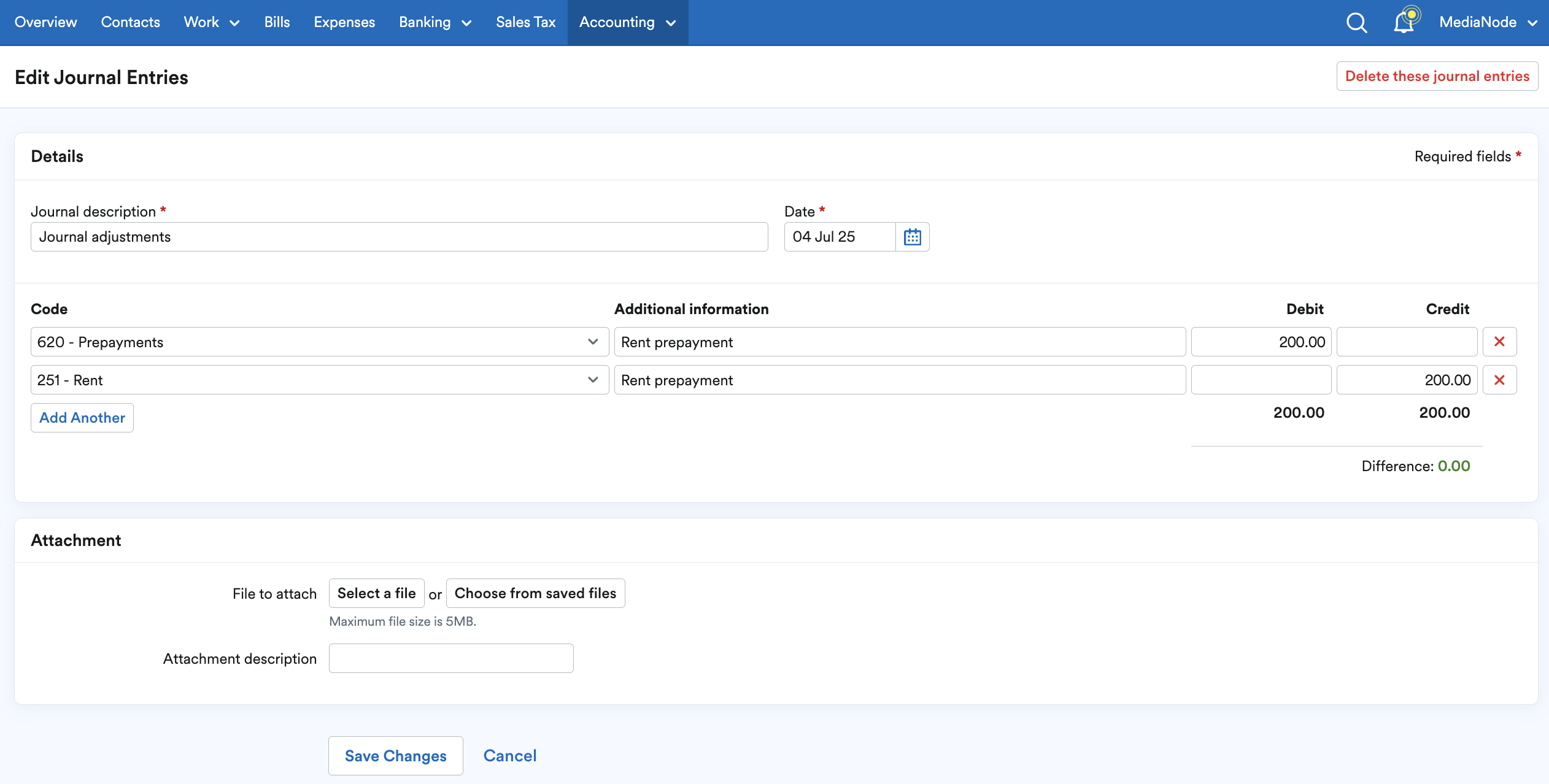 Edit or delete journal entries – FreeAgent