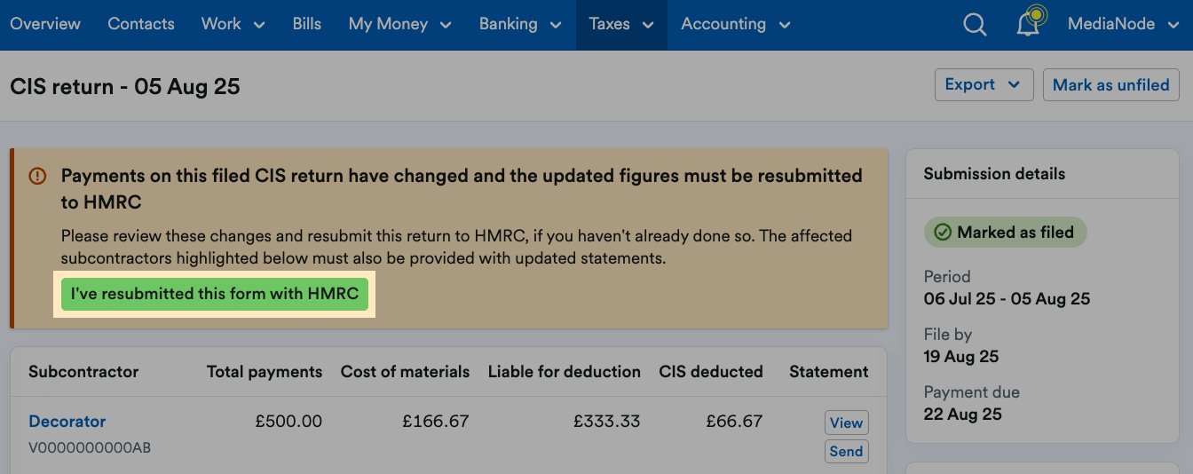 Contractor monthly return (CIS300) in FreeAgent – FreeAgent