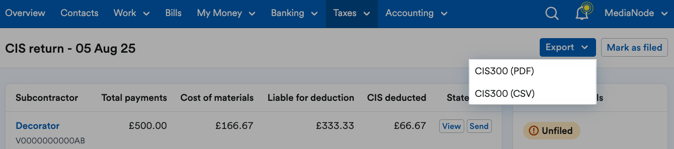 Contractor monthly return (CIS300) in FreeAgent – FreeAgent