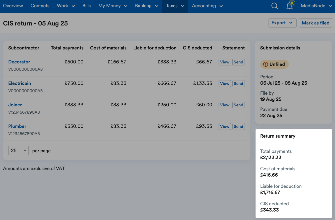 Contractor monthly return (CIS300) in FreeAgent – FreeAgent