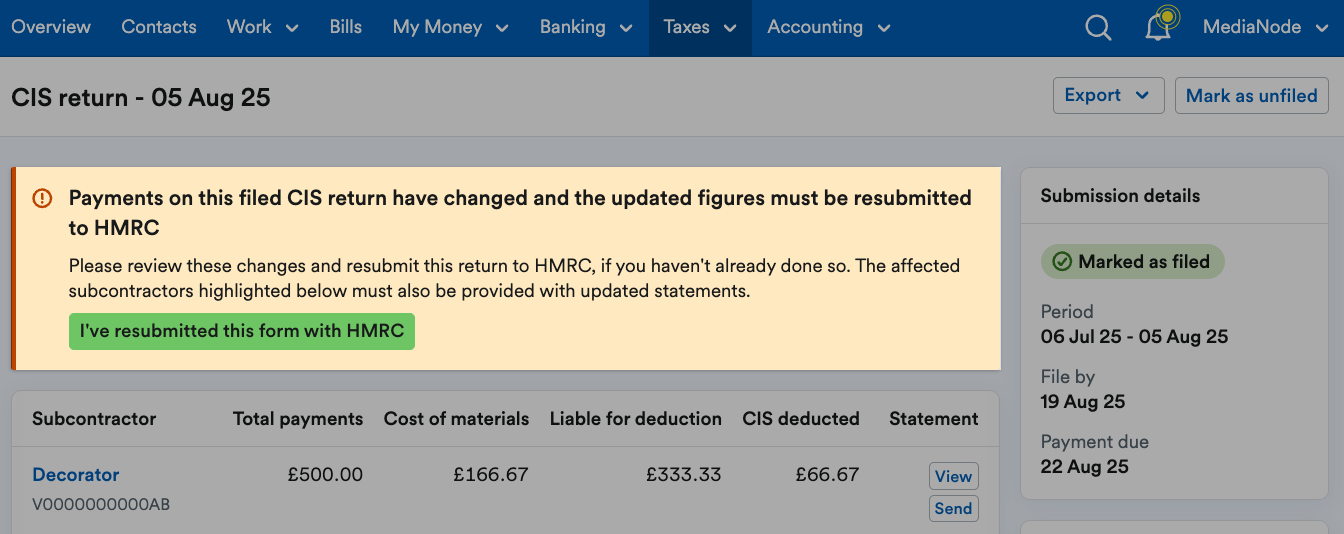 Contractor monthly return (CIS300) in FreeAgent – FreeAgent