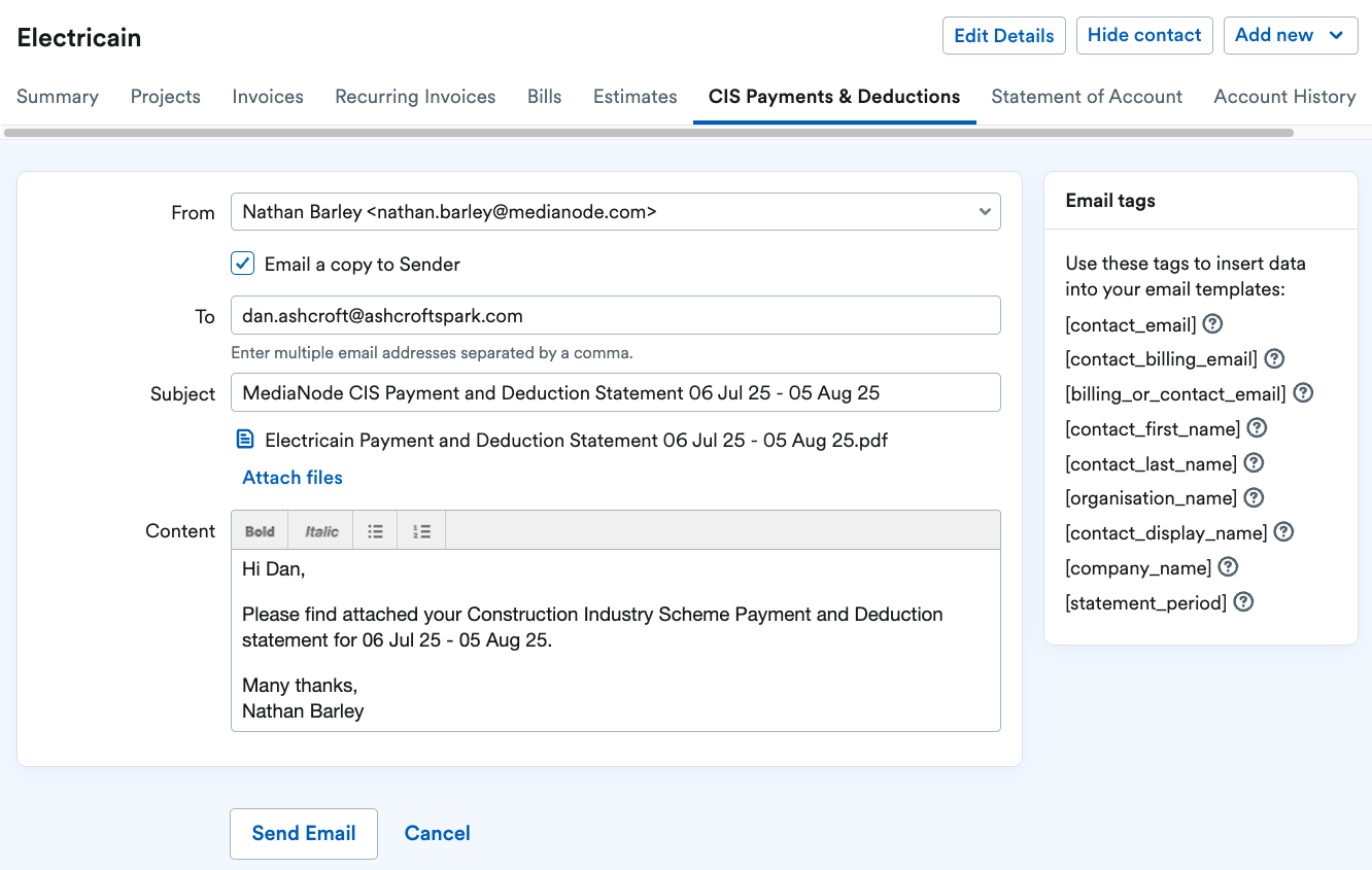 View and send a payment and deduction statement – FreeAgent